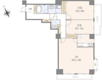 グランディ田園調布 2階｜2駅2路線利用可。専用駐車場付き。23帖超えのゆとりのある2LDK角部屋 | LogRenove(ログリノベ)
