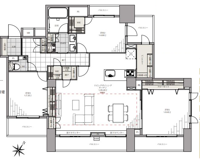 パークハウス市谷砂土原町レフィナール4階の中古リノベーション物件情報｜東京都新宿区、市ヶ谷駅 | LogRenove(ログリノベ)